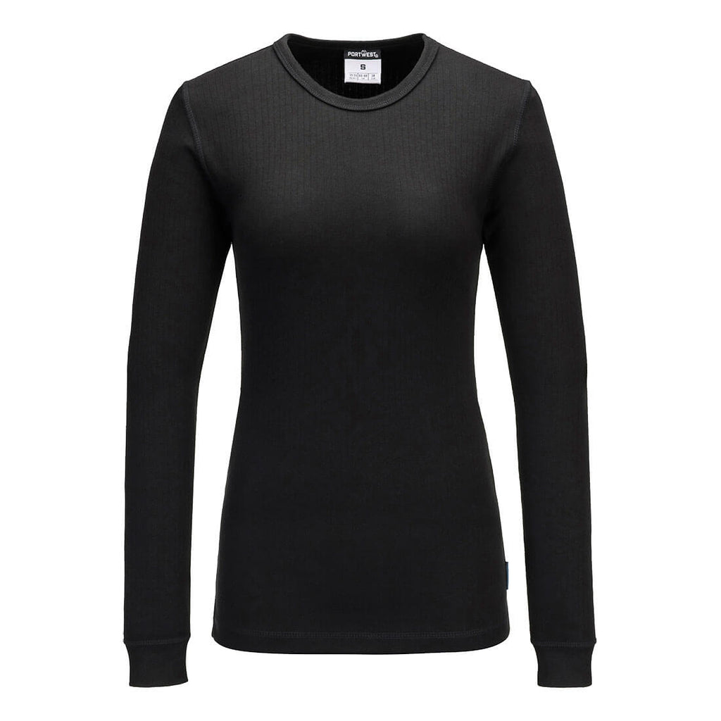 Portwest Women's Thermal T-Shirt Long Sleeve - Black - B126BKR – Trade ...