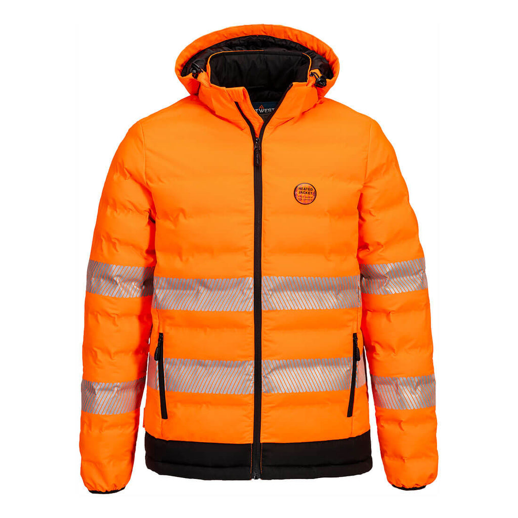 Portwest Hi-Vis Ultrasonic Heated Tunnel Jacket - Orange/Black ...